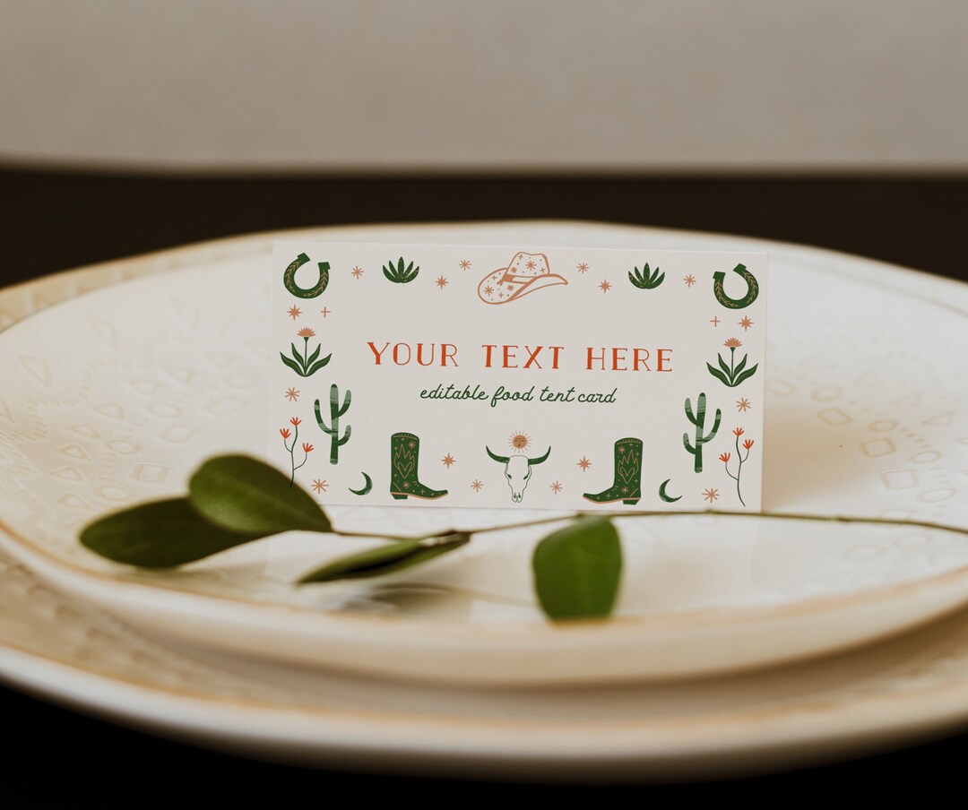 My First Rodeo Food Label Place Card Western Cowboy Cowgirl Tent Card ...
