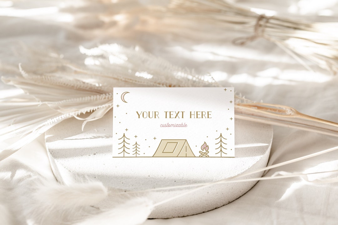 Happy Camper Food Label Place Card Forest Wild Camping Camp Buffet Tent ...