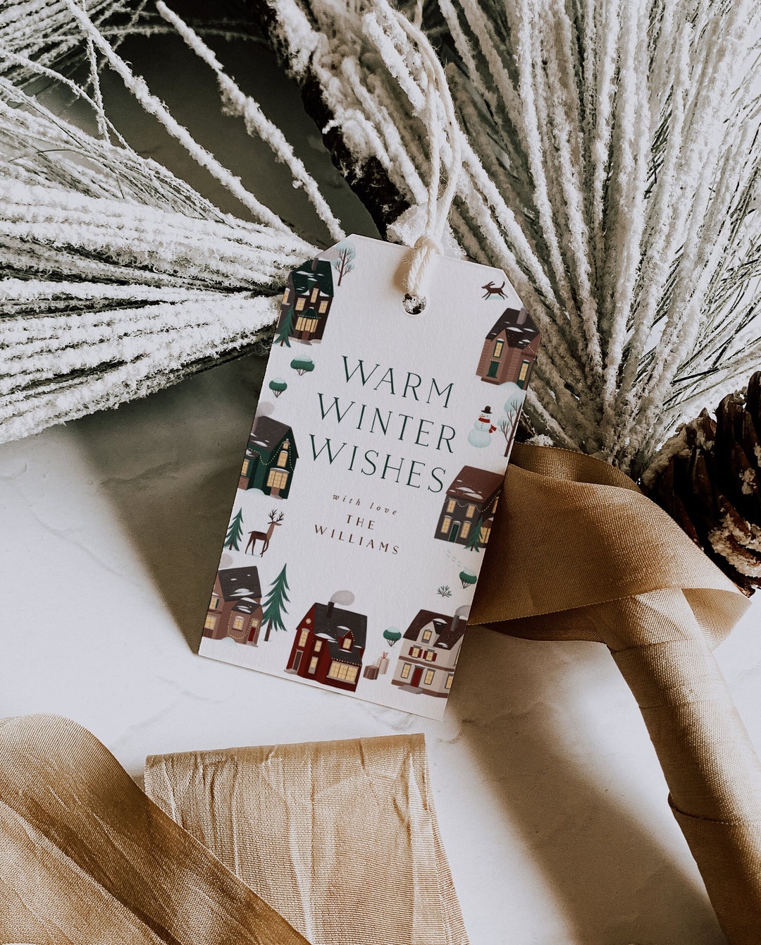 Editable Merry Christmas Warm Winter Wishes Gift Tag Thank You Tag ...