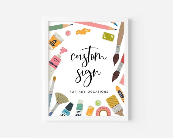 Editable Painting Modern Birthday Custom Sign Art Supply Sign Birthday ...