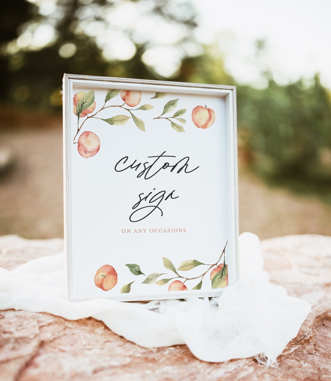 Editable Sweet Peach Custom Sign Birthday Decor Printable Cute Soft ...