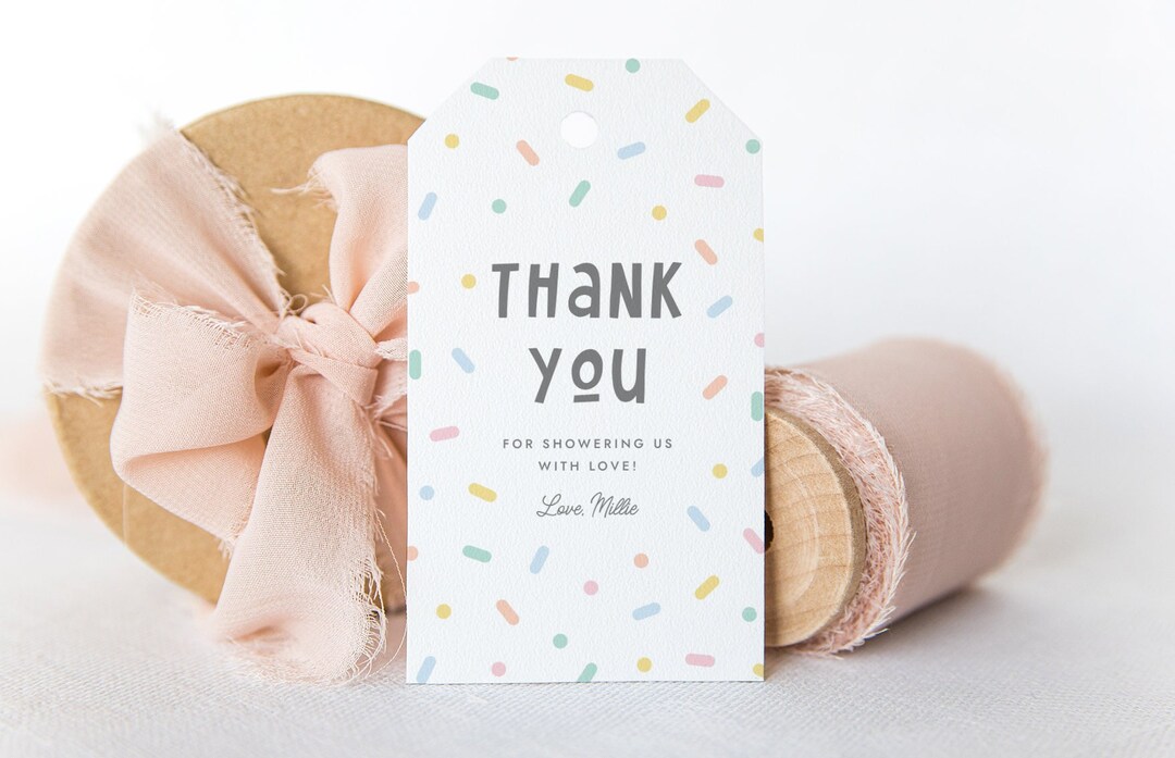 Editable Baby Sprinkle Gift Tag Pastel Birthday Thank You Gift Colorful ...