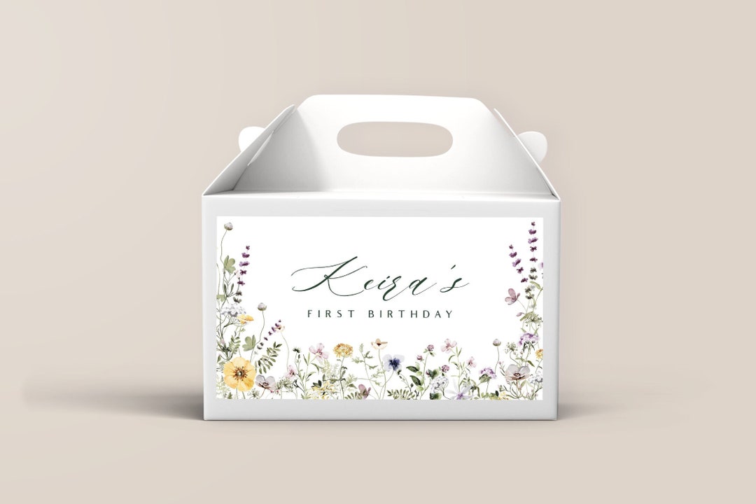 Wildflower Gable Box Label Favor Box Forest Woodland Birthday Decor ...