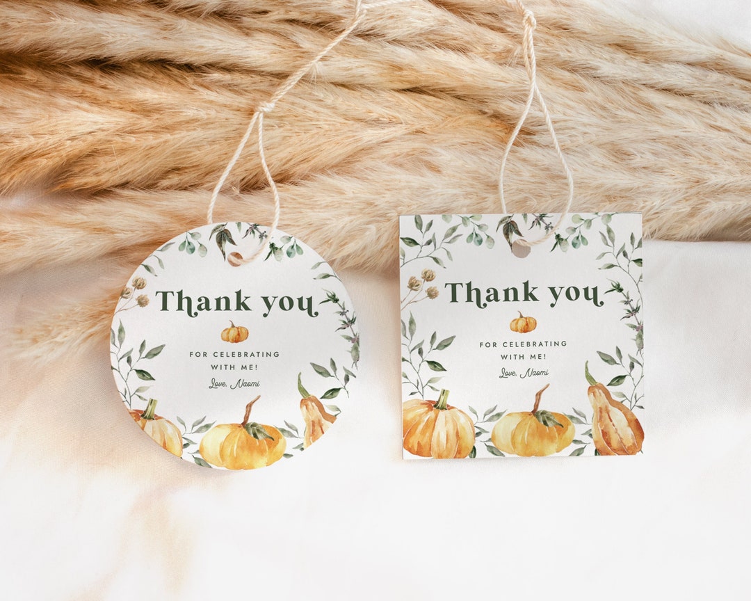 Pumpkin Gift Tag Fall Autumnal Birthday Thanksgiving Thank You Gift ...