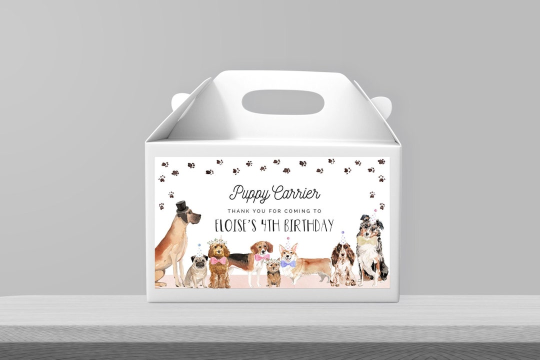 Puppy Gable Box Label Favor Box Label Dog Birthday Printable Decor ...