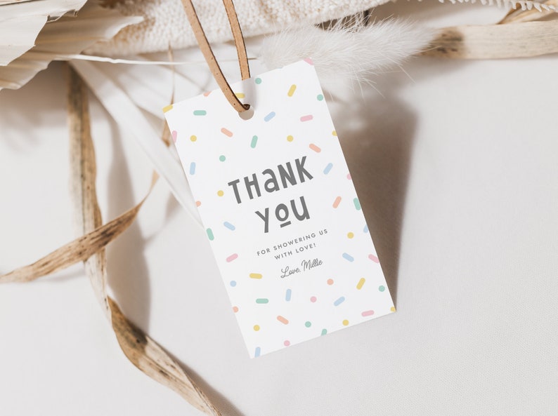 Editable Baby Sprinkle Gift Tag Pastel Modern Birthday Thank - Etsy