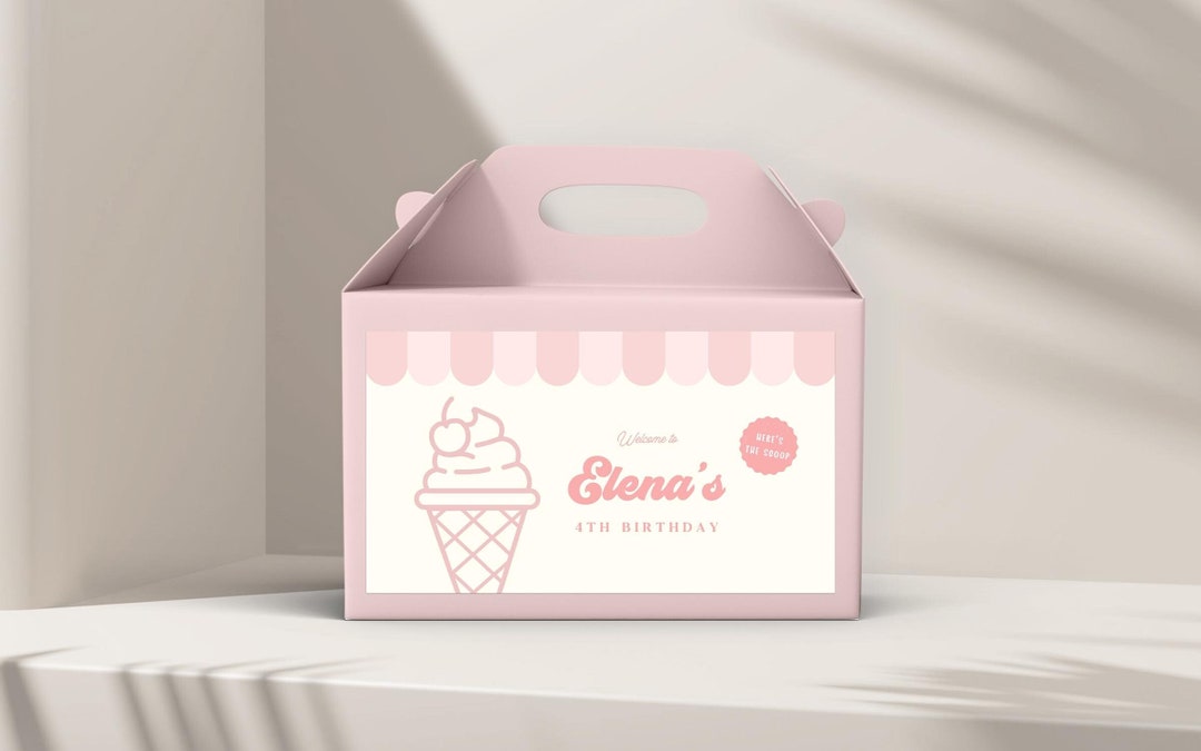 Editable Ice Cream Party Gable Box Label Favor Box Label Here's the ...