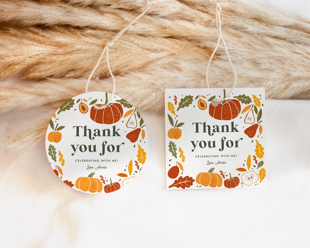 Pumpkin Gift Tag Thanksgiving Thank You Gift Birthday Party - Etsy