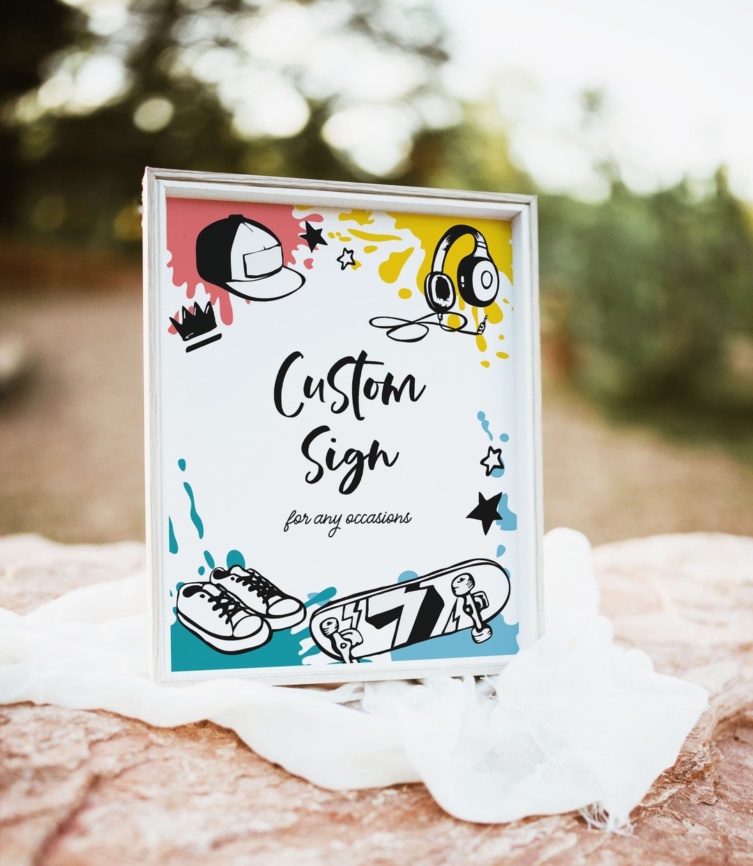 Editable Skate Board Custom Sign Skating Birthday Decor Editable ...