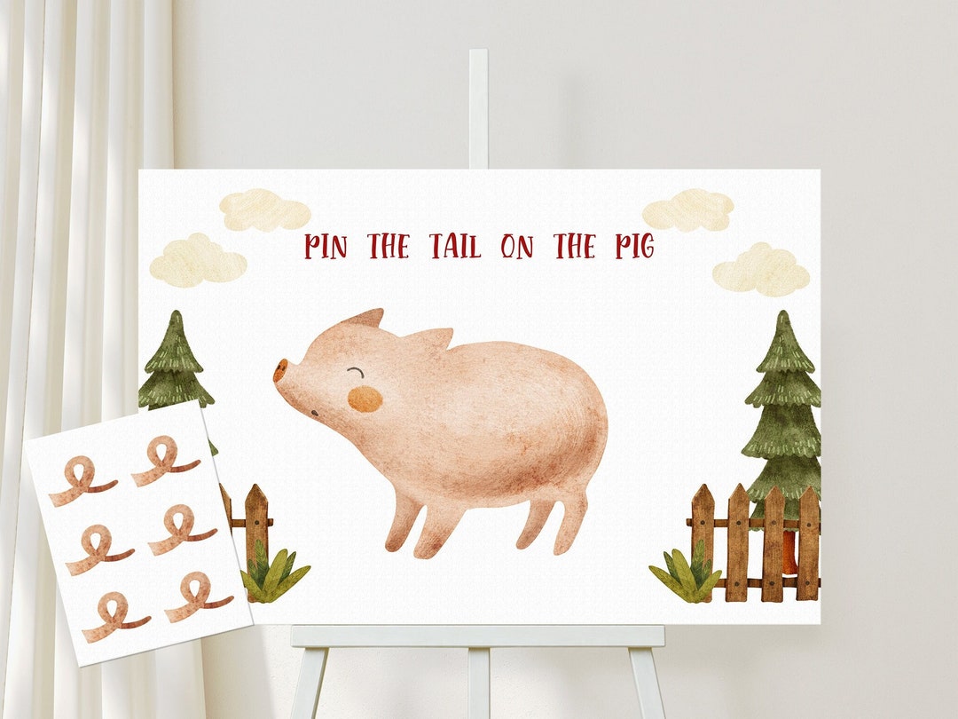 Editable Pin the Tail on the Pig Birthday Game Barn Farm Animal ...