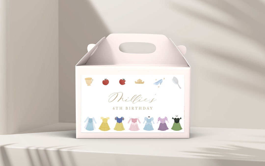 Princess Gable Box Label Favor Box Sticker Birthday Decor - Etsy