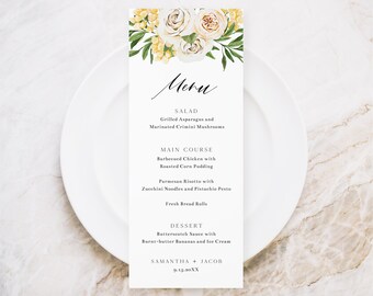 Editable Summer Wildflower Flower Menu Card Modern Simple | Etsy