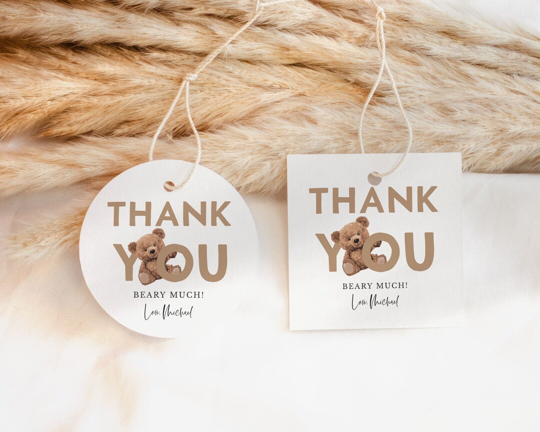 Beary First Teddy Bear Gift Tag Favor Tag Food Label Treat Bag Tag ...