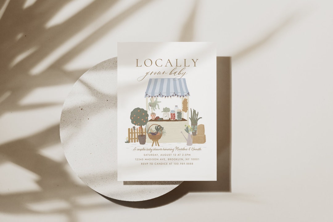 Locally Grown Baby Shower Invitation Template Couple Shower Farmer ...