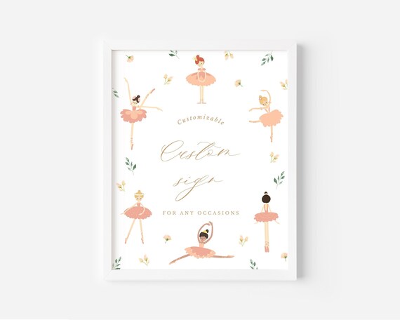 Ballerina Custom Sign Ballet Dancer Modern Birthday Decor Printable ...