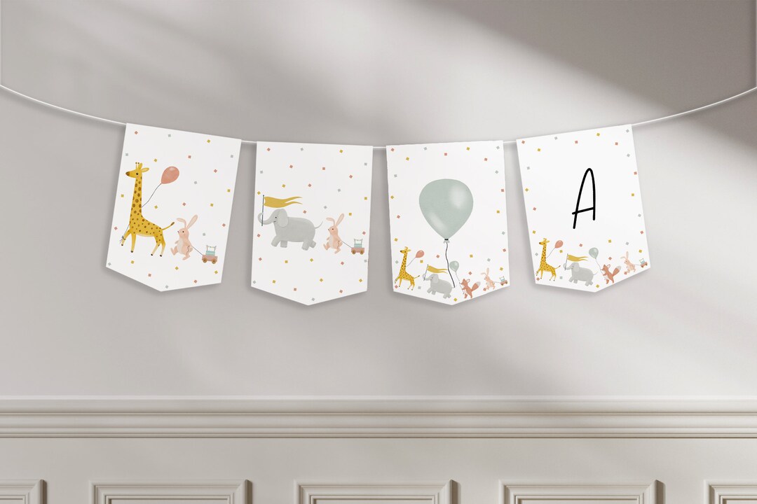 Animal Parade Happy Birthday Banner Garland Forest Animal High Chair ...