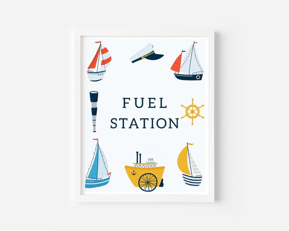 Instant Download Ships Ferry Fuel Station Modern Birthday Party Sign ...