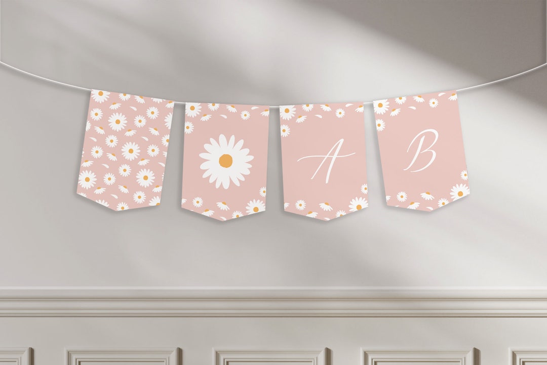 Editable Daisy Happy Birthday Banner High Chair Banner Birthday Flag ...