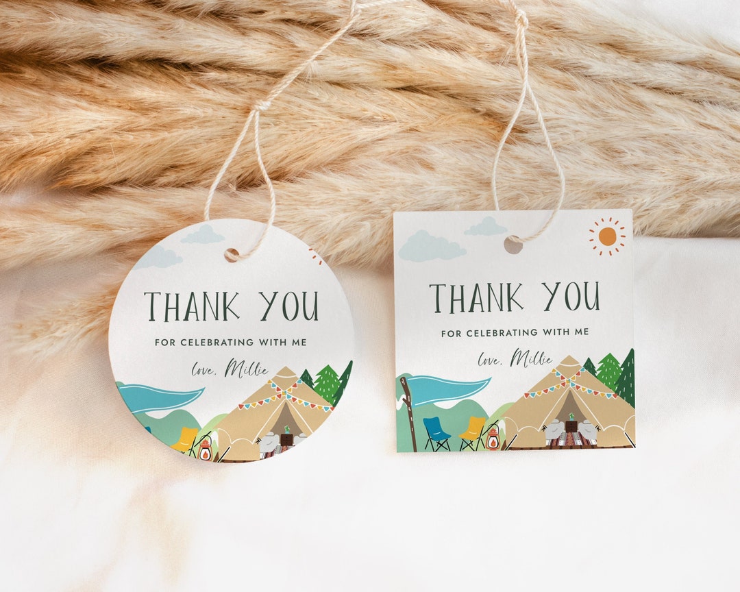 Happy Campers Camping Thank You Tag Favor Tag Food Tag Outdoor Fun Gift ...