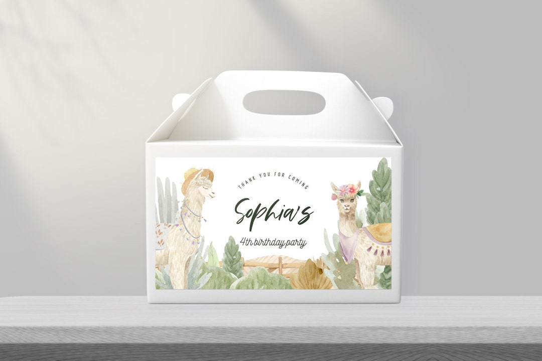 Editable Llama Gable Box Label Favor Box Label Alpaca Birthday - Etsy