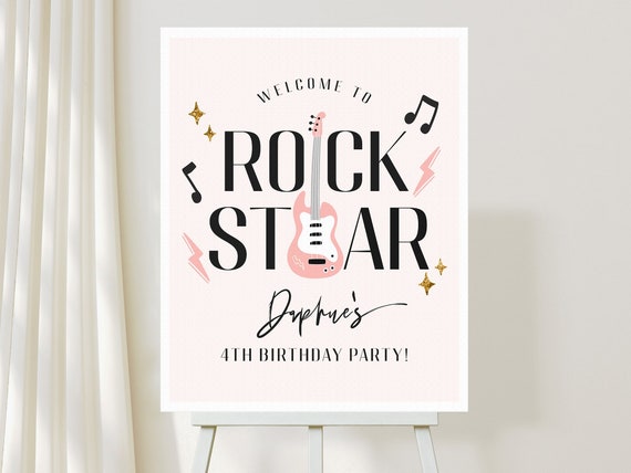 Rock Star Modern Birthday Welcome Sign Birthday Poster Rock Star ...