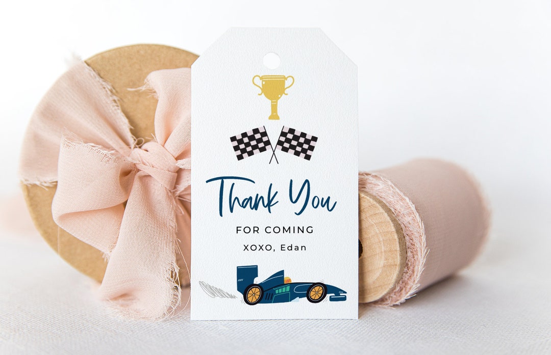 Editable Race Car Thank You Tag Gift Tag Favor Tag Printable Corjl ...