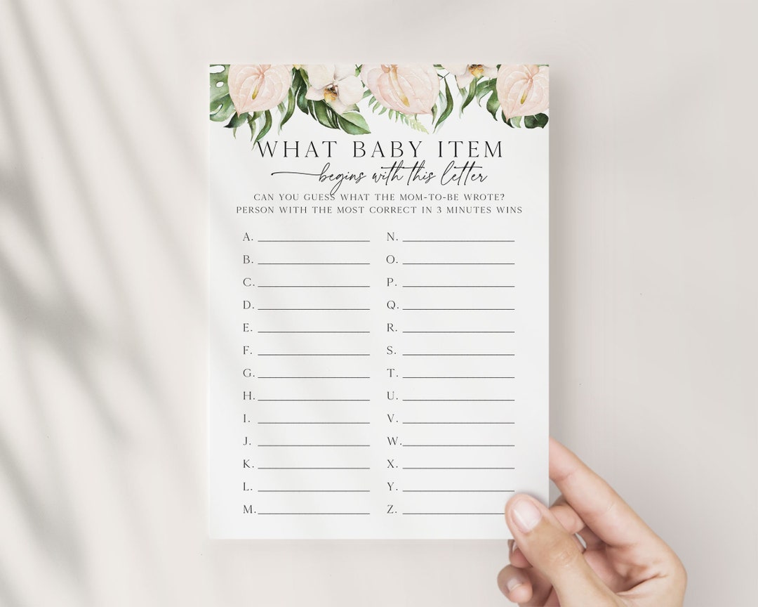 Instant Download Tropical What's Baby Item Begins With This Letter Baby ...