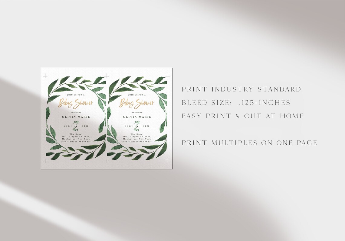 Editable Greenery Botanical Baby Shower Invitation Printable - Etsy