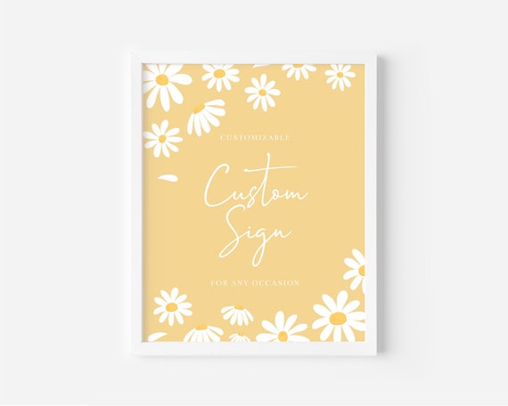 Daisy Custom Sign Modern Birthday Decor Printable Cute Soft Pastel ...