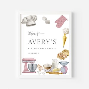 Baking Birthday Welcome Sign Cooking Birthday Sign Custom Sign - Etsy