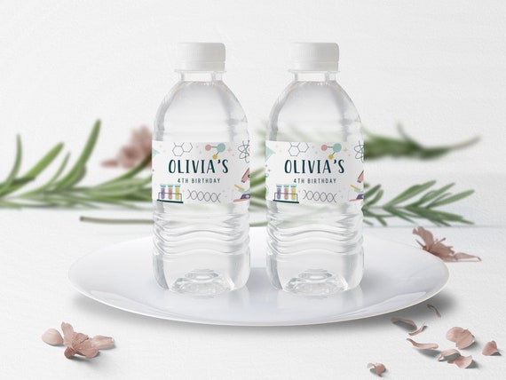 Editable Science Water Bottle Label Science Experiment Modern Birthday ...