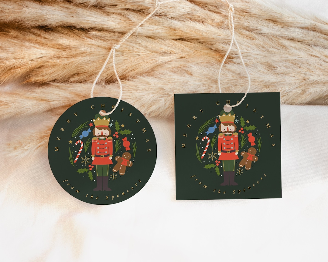 Editable Merry Christmas Nutcracker Gift Tag Thank You Tag Food Label ...