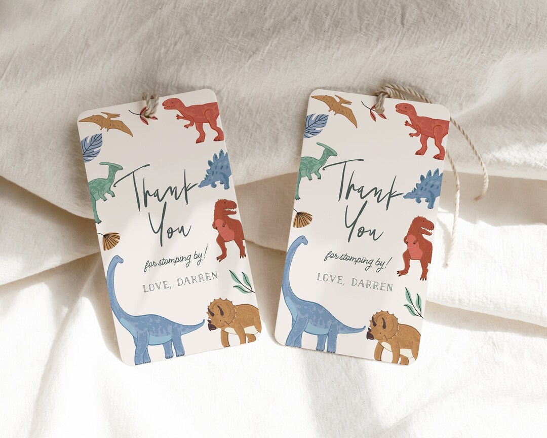Editable Dinosaur Thank You Tag Gift Tag Favor Tag T-rex Printable ...