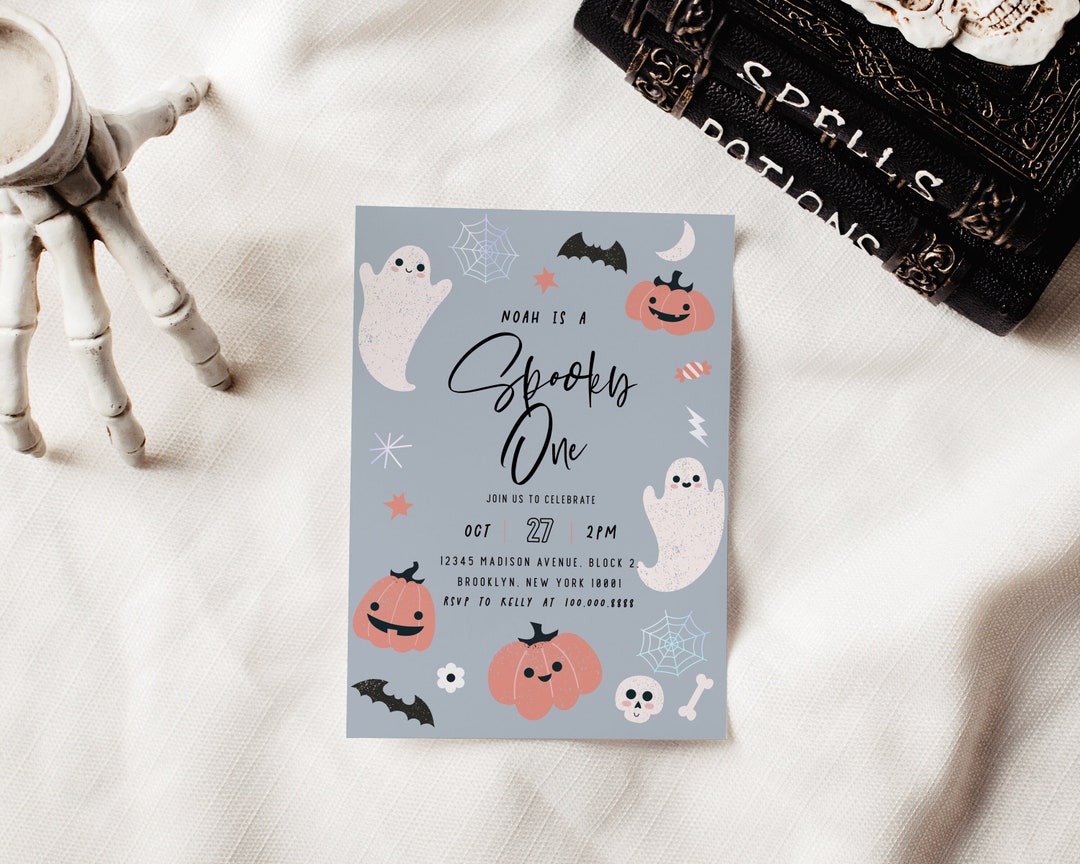 Spooky One Birthday Invitation Template Spooktacular Halloween - Etsy