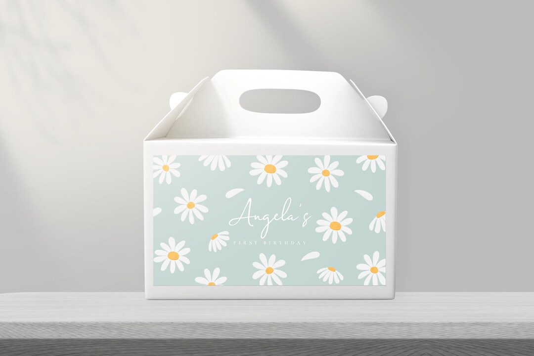 Daisy Gable Box Label Favor Box Label Birthday Digital - Etsy