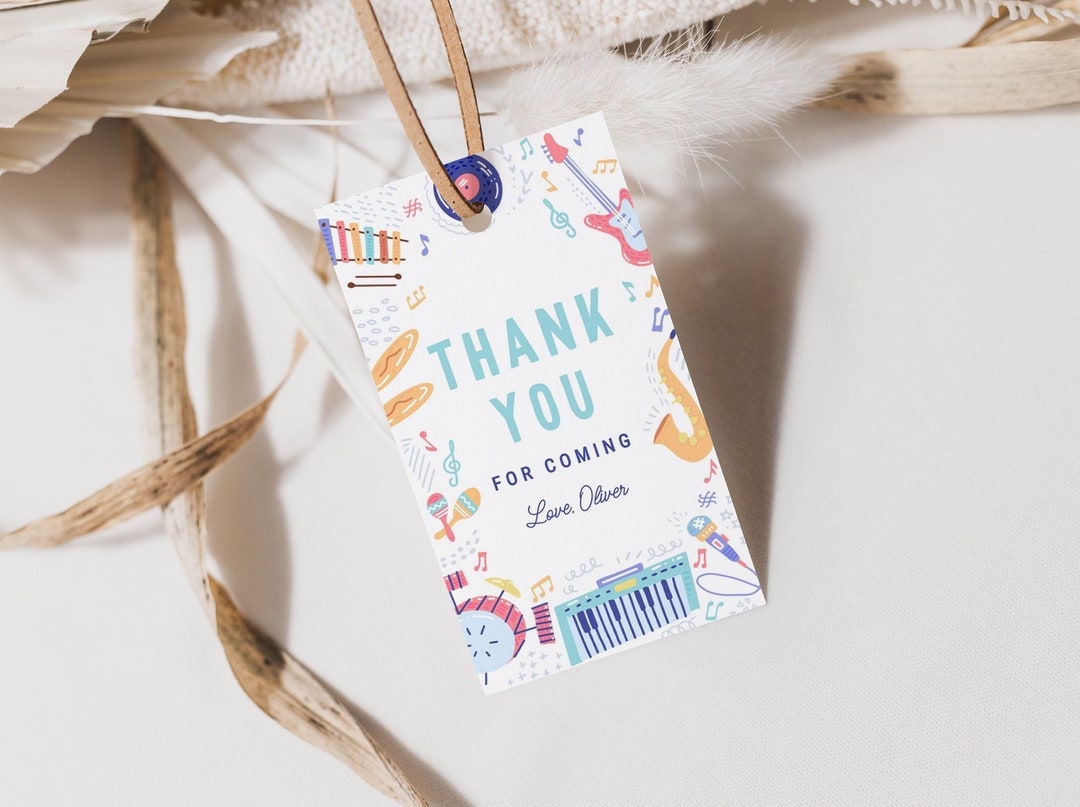 Editable Music Instruments Thank You Tag Favor Tag Guitar Gift Tag ...