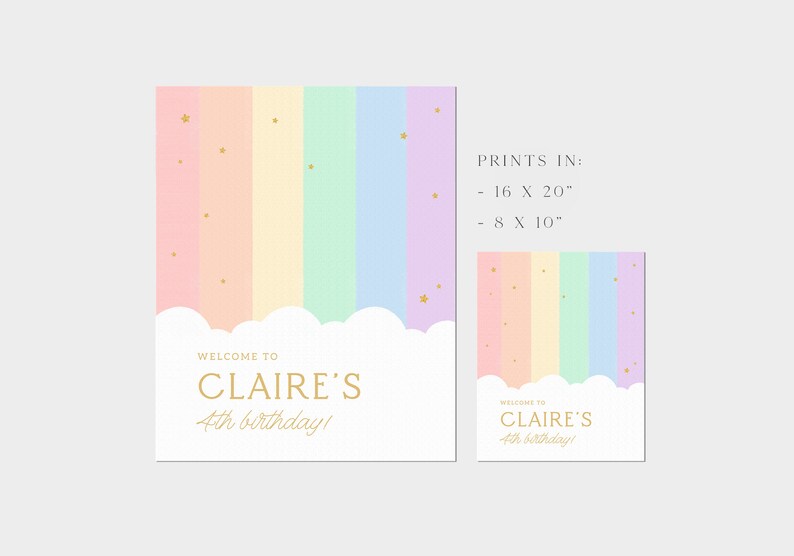 Pastel Rainbow Birthday Welcome Sign Rainbow Birthday - Etsy