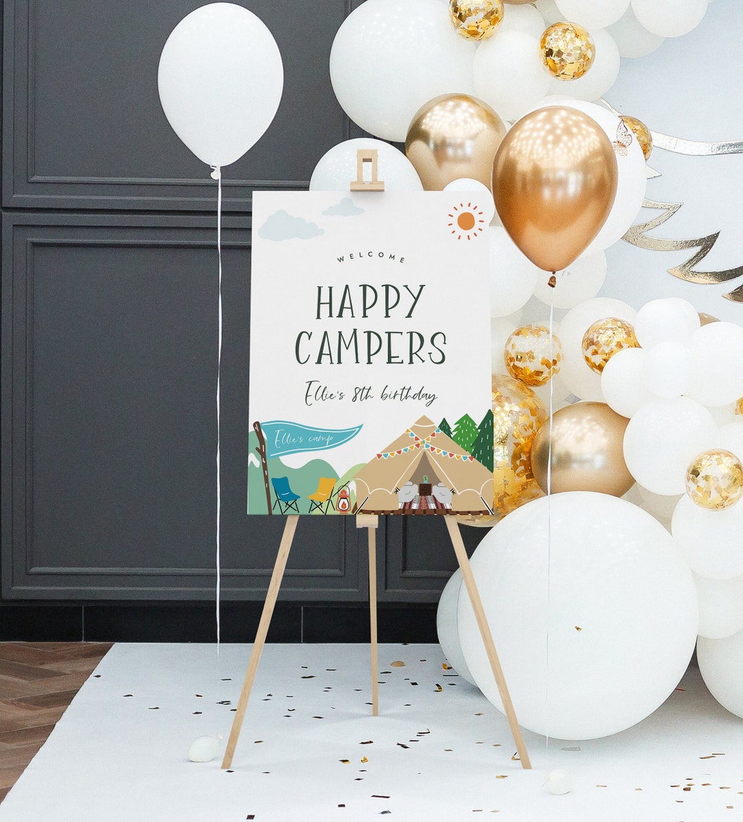 Editable Happy Campers Camping Welcome Sign Custom Sign Outdoor Fun ...