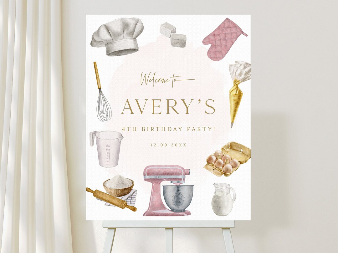 Baking Birthday Welcome Sign Cooking Birthday Sign Custom Sign Party ...