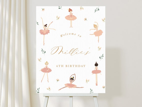 Editable Ballerina Ballet Dancer Birthday Party Welcome Sign Birthday ...
