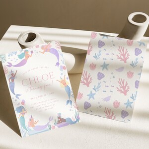 Mermaid Birthday Invitation Template Under the Sea Shell Editable ...