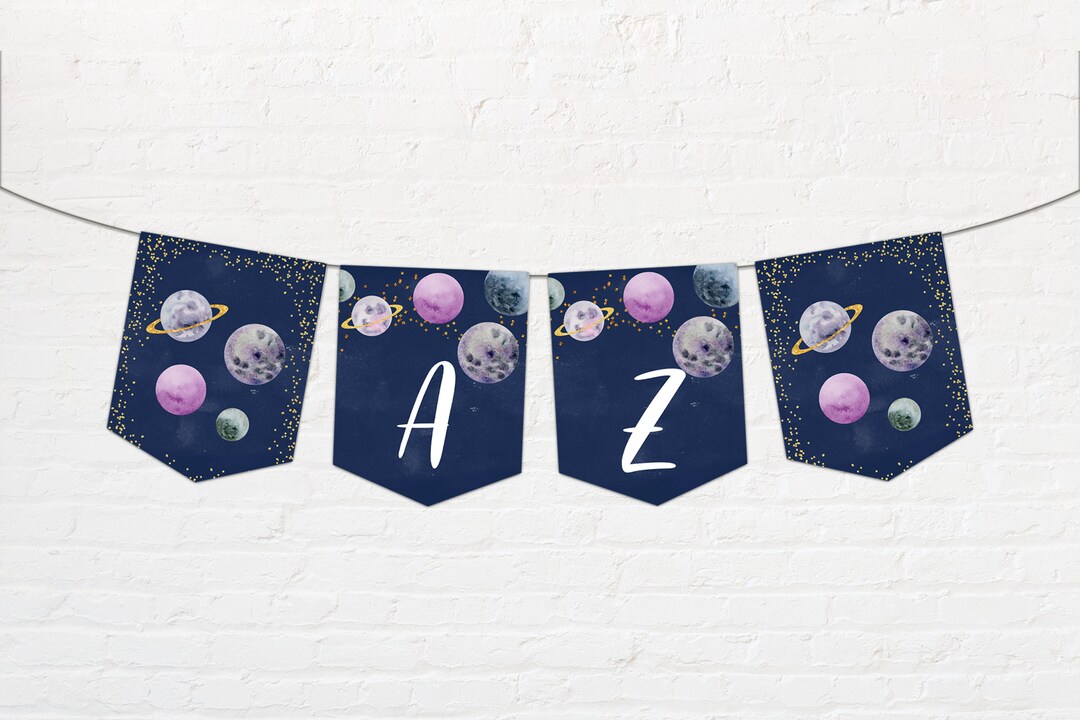 Editable Space Galaxy Happy Birthday Banner Party Flag Birthday Decor ...