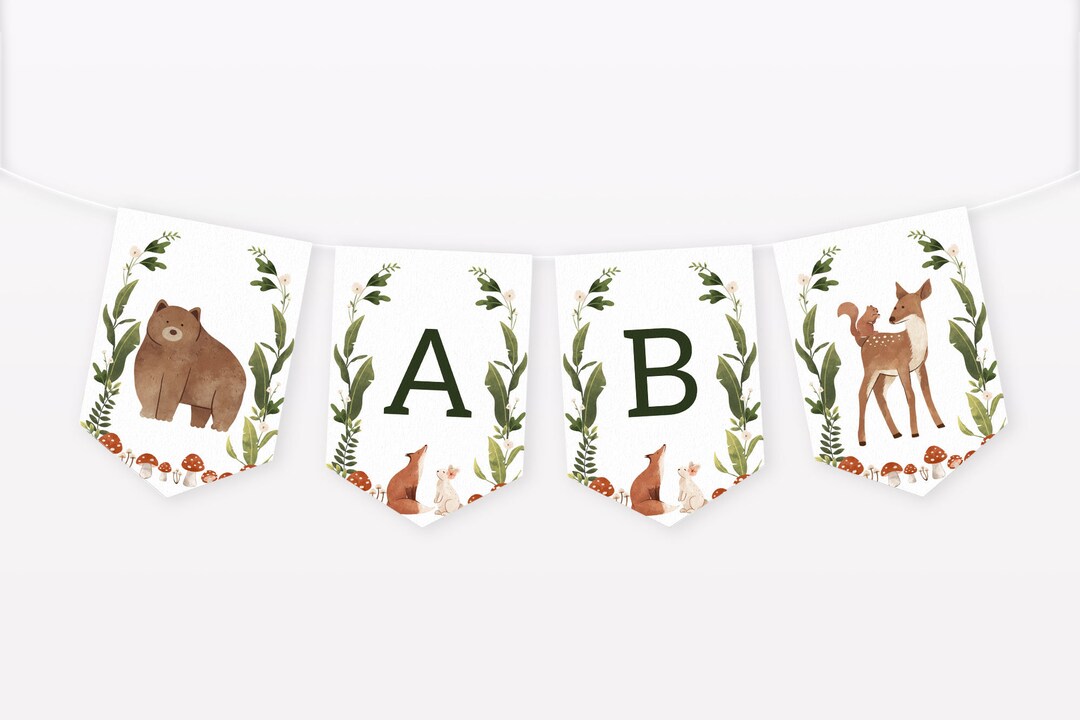 Woodland Animal Happy Birthday Banner Banner Woodland Animal Happy ...
