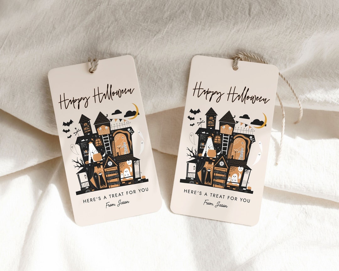 Editable Happy Halloween Thank You Tag Haunted House Favor Tag Lets ...