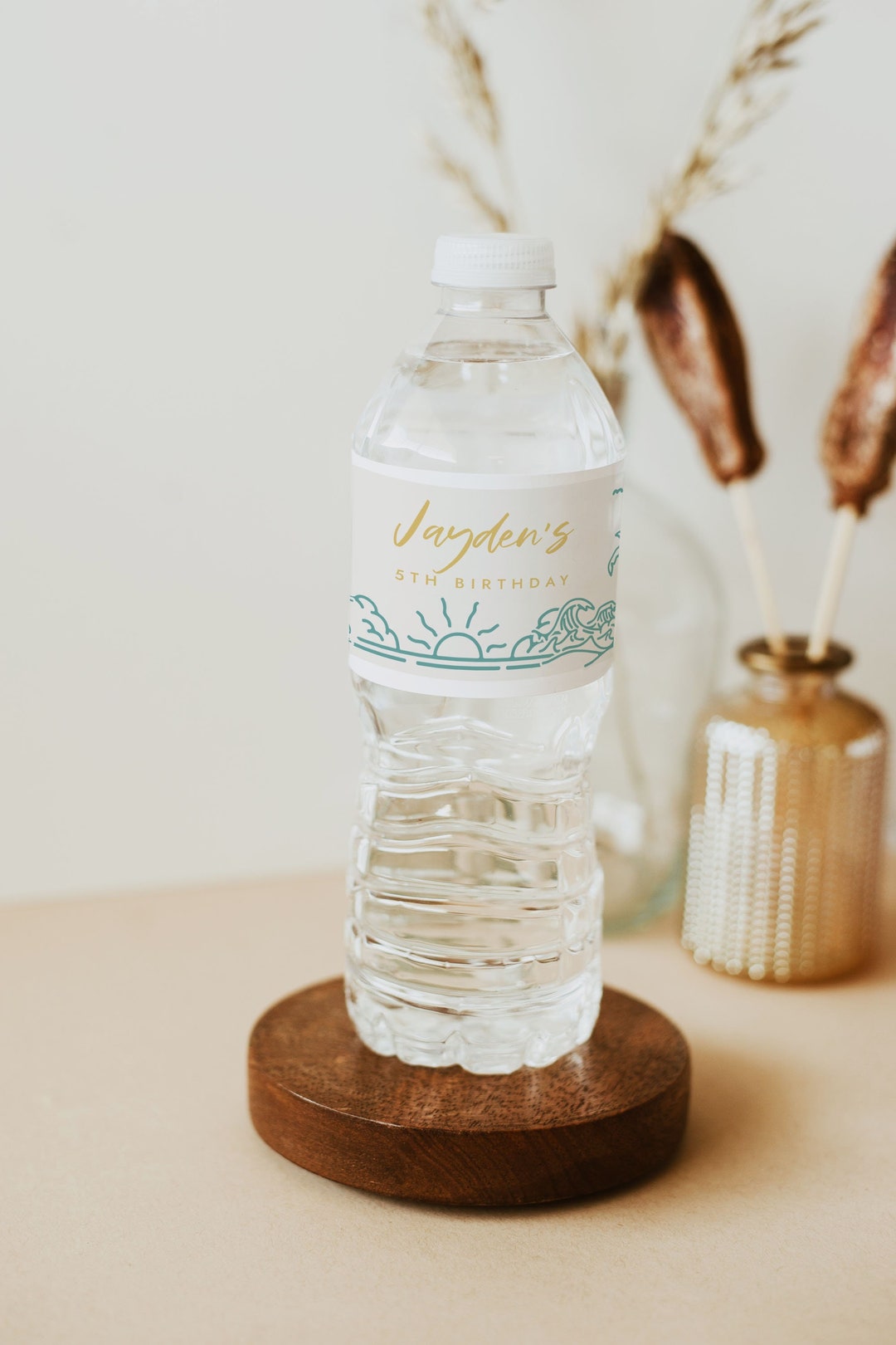 Editable Surf up Water Bottle Label Surfing Board Beach Waterbottle ...