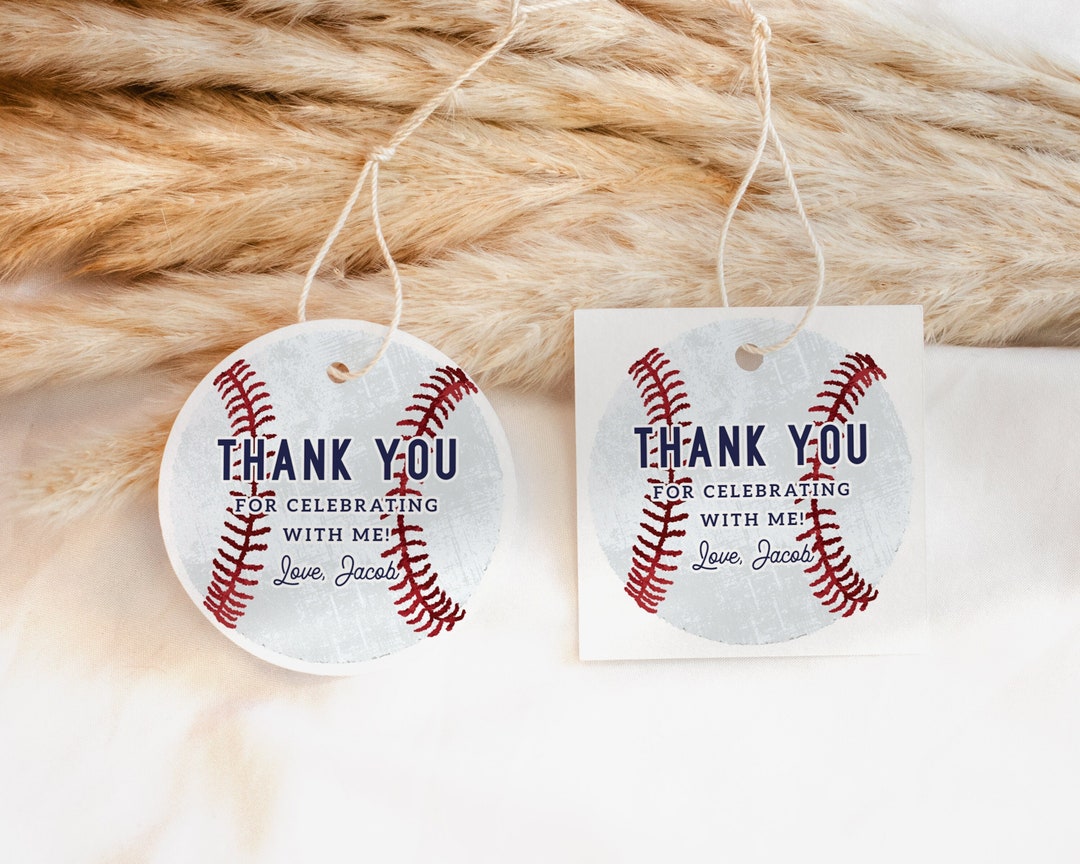 Editable Baseball Thank You Tag Birthday Gift Tag Baseball Birthday ...