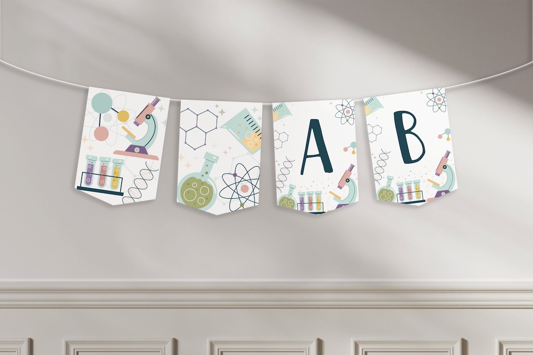 Editable Science Happy Birthday Banner High Chair Banner Printable ...