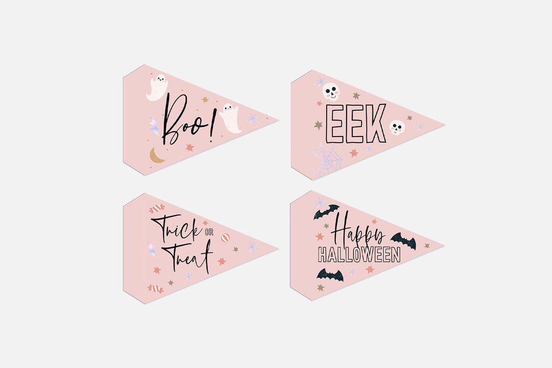 Printable Halloween Pennant Flag Spooky Ghost Pumpkin Basket Halloween ...