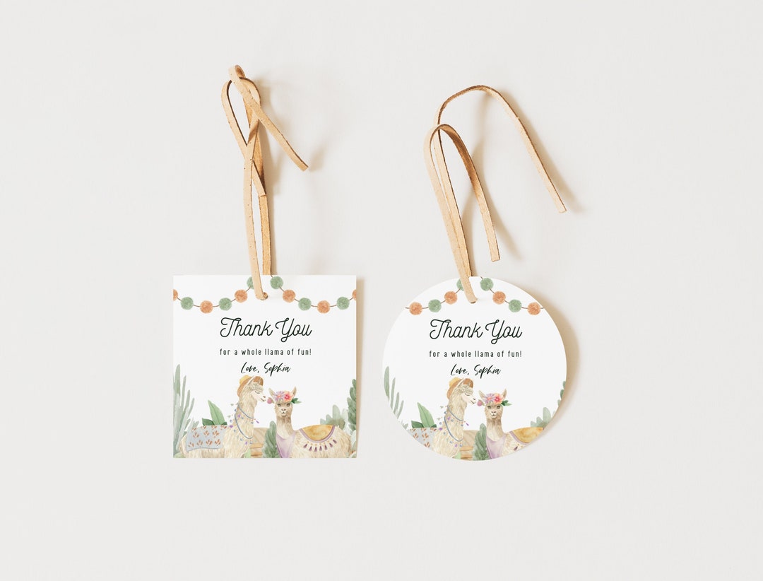 Editable Llama of Fun Thank You Tag Favor Tag Alpaca Gift Tag Printable ...