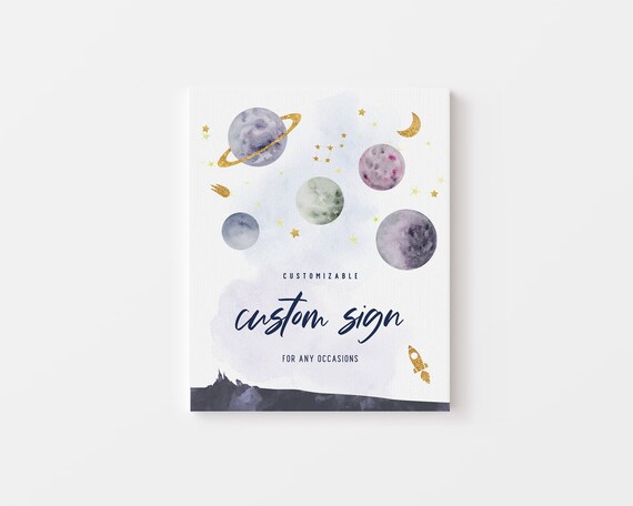 Outer Space Custom Sign Modern Birthday Party Space Birthday Printable ...